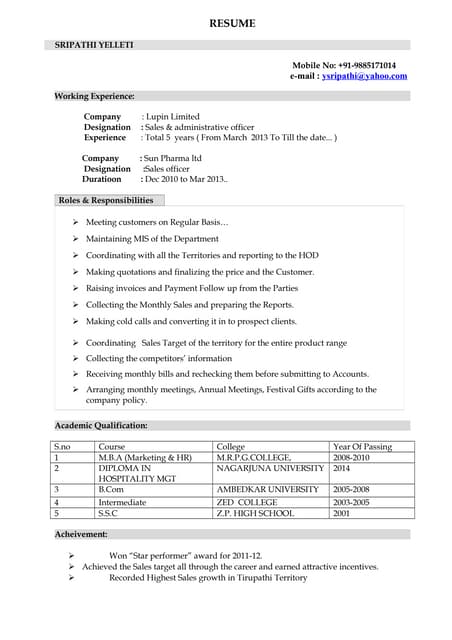 Sarvesh Pratap Singh resume | DOCX