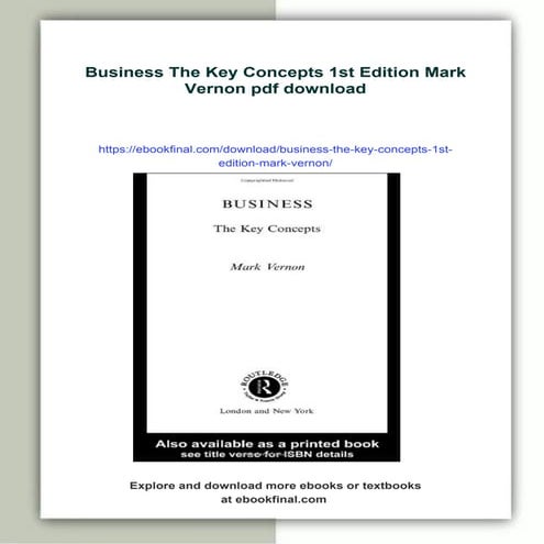 Business The Key Concepts 1st Edition Mark Vernon | PDF