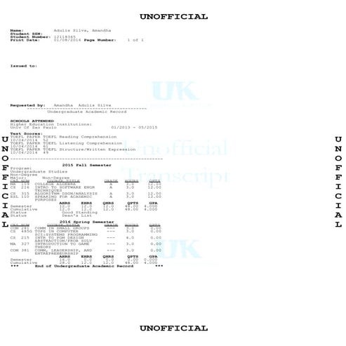 transcript - UKY | PDF