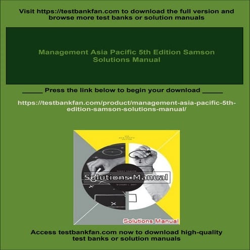 Management Asia Pacific 5th Edition Samson Solutions Manual | PDF