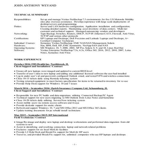 Weyand John - Resume | PDF