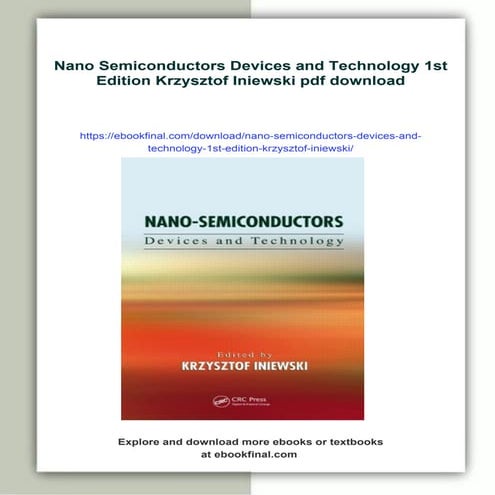 Nano Semiconductors Devices and Technology 1st Edition Krzysztof Iniewski | PDF