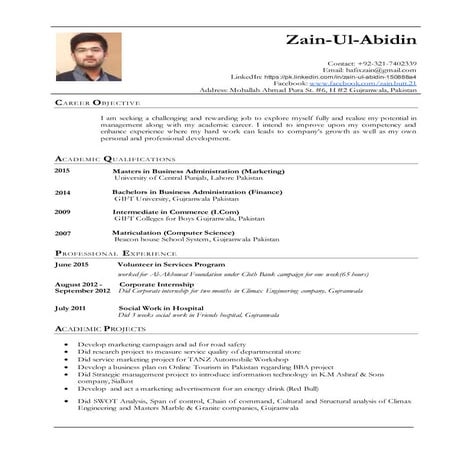 ZAIN BUTT CV | PDF