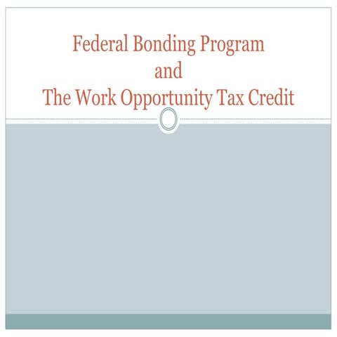 Federal Bonding Program | PPT