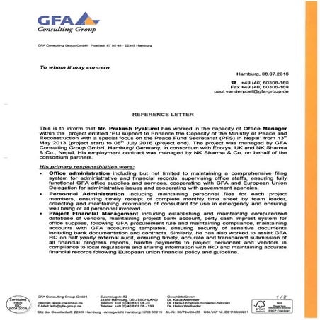 GFA Referene Letter Prakash Pyakurel_ July 2016 | PDF