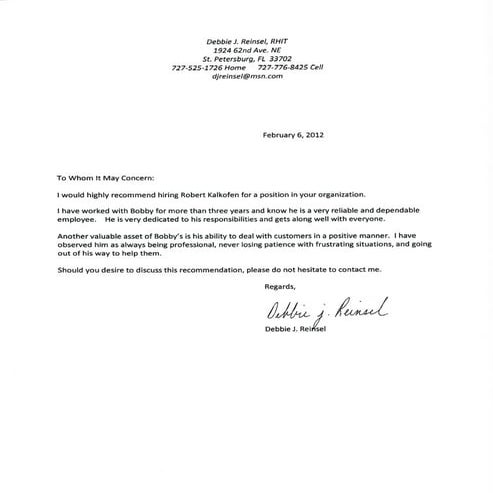 Letter Of Rec From Debbie | PDF