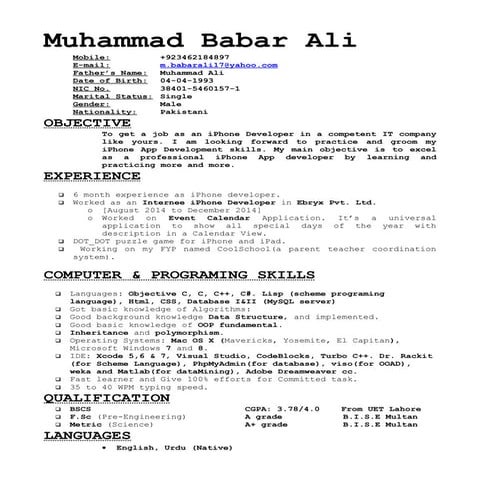 CV_Babar | PDF