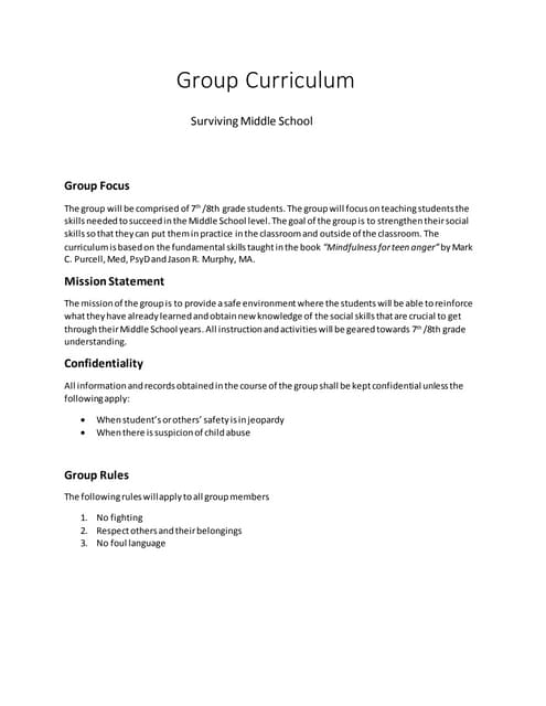 Group Curriculum | PDF