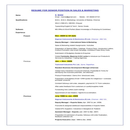 Mani Resume - 2014 | PDF