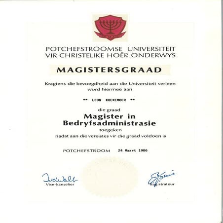 MBA CERTIFICATE 1986 | PDF