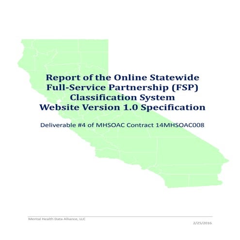 Deliverable #4 - Report of the Online Statewide FSP Classification ...