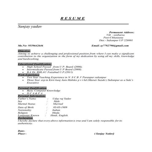 Vishal Sadaphal - Resume | DOC