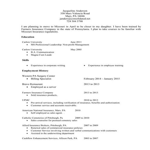 Jackie - Resume 1 | DOC