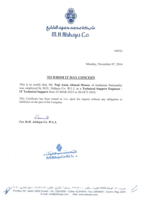 Sheraton Work Experience Certificate | PDF