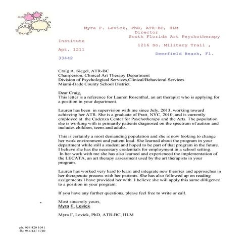 Dr levicks reference letter | DOCX | Physical Therapy | Wellness