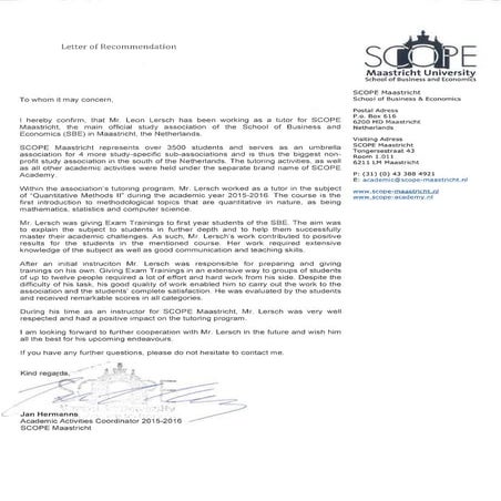 Letter of Recommendation | PDF | Educational Assessment | Education
