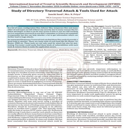 Study of Directory Traversal Attack and Tools Used for Attack | PDF