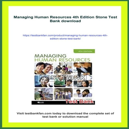 Managing Human Resources 4th Edition Stone Test Bank | PDF