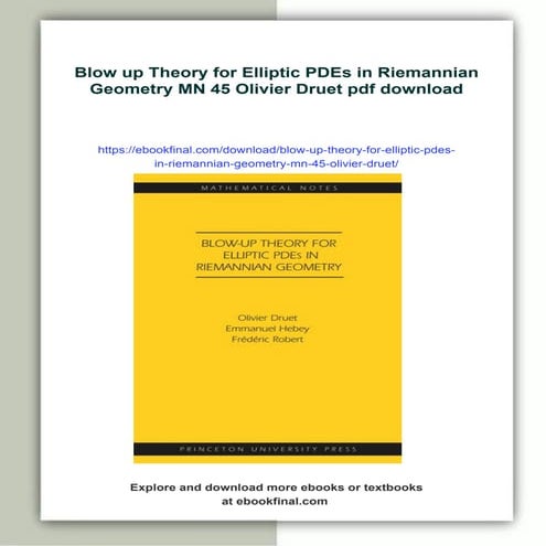 Blow up Theory for Elliptic PDEs in Riemannian Geometry MN 45 Olivier ...