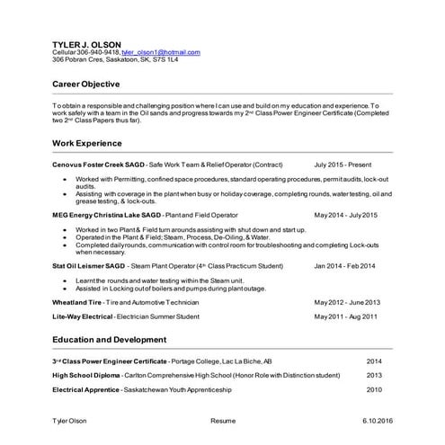 Tyler Olson Resume | PDF