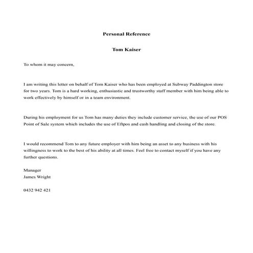 Personal Reference | PDF