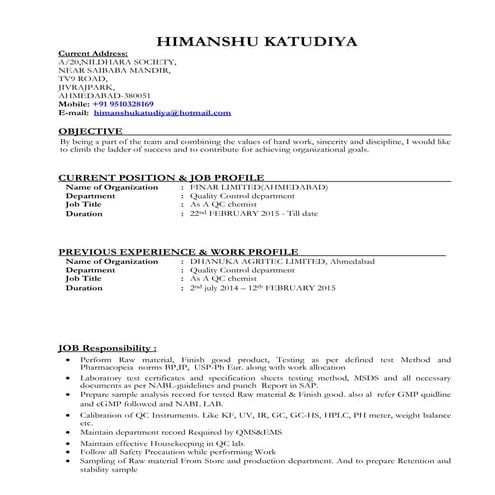 Himanshu Resume | PDF