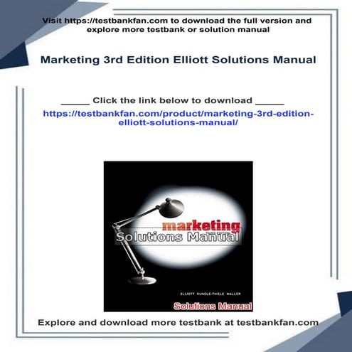 Marketing 3rd Edition Elliott Solutions Manual | PDF