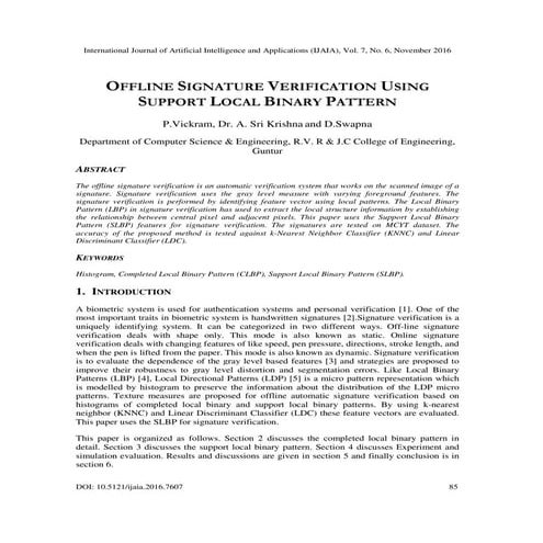 Offline Signature Verification Using Support Local Binary Pattern Pdf