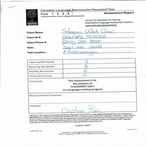 CLB Fresh assesement 26th Sep 2016 (1) | PDF