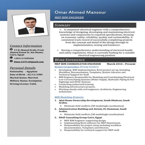MEP BIM ENGINEER -RAMY ZIDAN -PORTFOLIO | DOCX