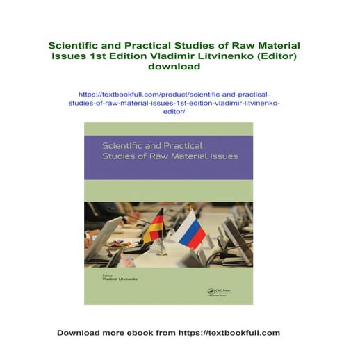 Scientific and Practical Studies of Raw Material Issues 1st Edition ...