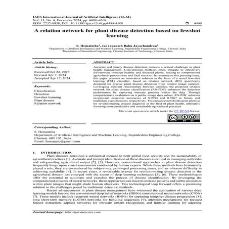 A relation network for plant disease detection based on fewshot ...