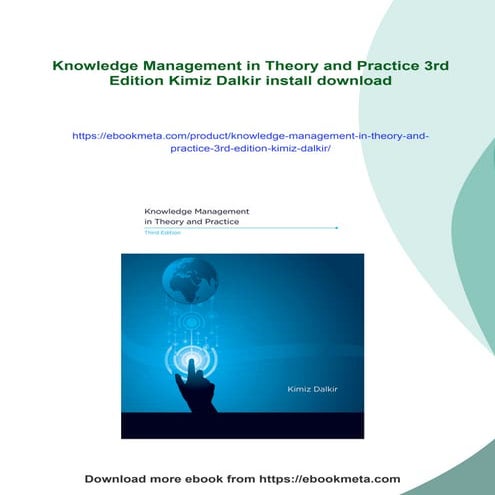 Knowledge Management in Theory and Practice 3rd Edition Kimiz Dalkir | PDF