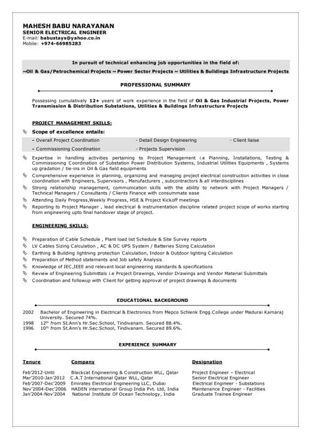 ELECTRICAL ENGINEER CV | DOCX