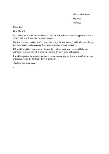 Revised Cover Letter | DOCX | Career Advice | Careers