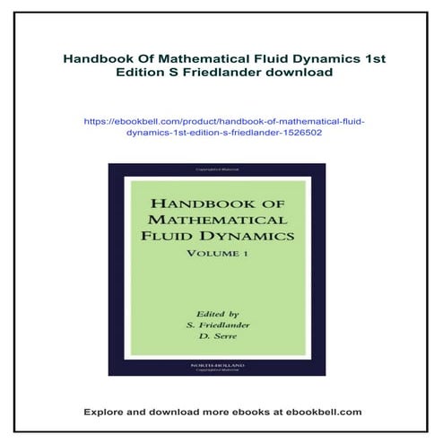 Handbook Of Mathematical Fluid Dynamics 1st Edition S Friedlander | PDF