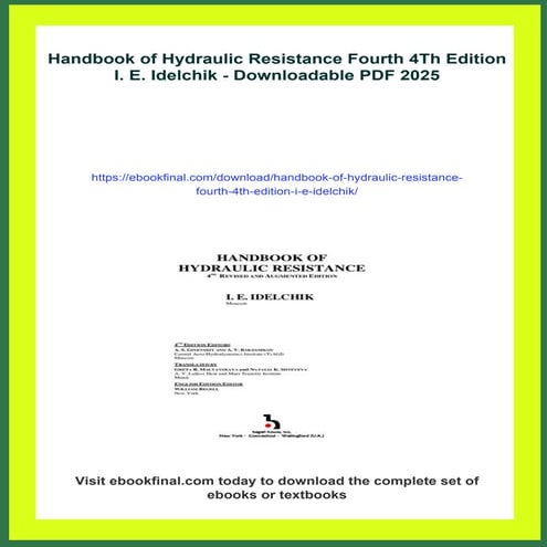 Handbook of Hydraulic Resistance Fourth 4Th Edition I. E. Idelchik | PDF