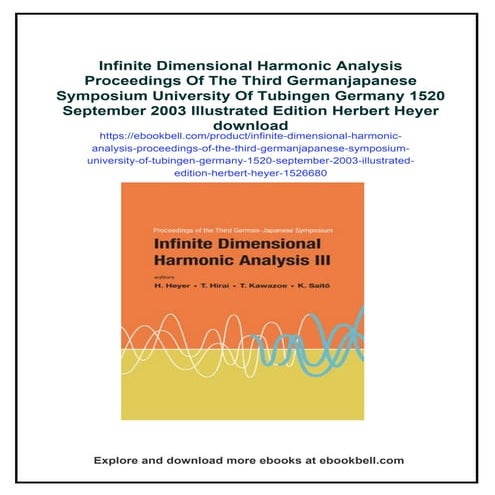 Infinite Dimensional Harmonic Analysis Proceedings Of The Third Germanjapanese Symposium ...