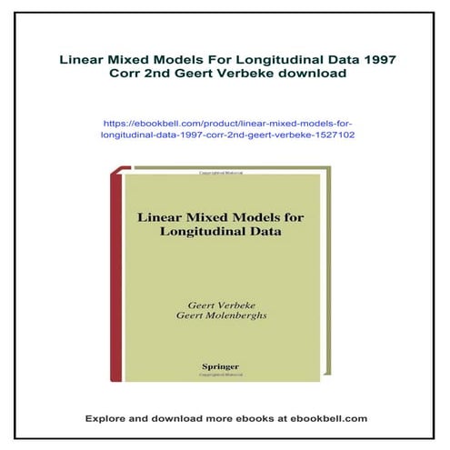 Linear Mixed Models For Longitudinal Data 1997 Corr 2nd Geert Verbeke | PDF