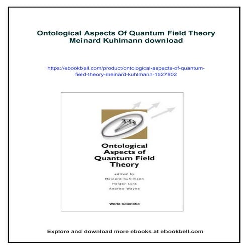 Ontological Aspects Of Quantum Field Theory Meinard Kuhlmann | PDF