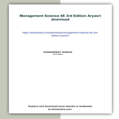 Management Science 4E 3rd Edition Aryasri | PDF