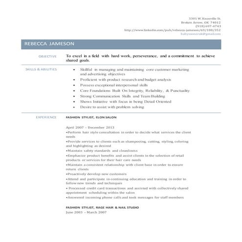 Rebecca Jameson Resume | PDF