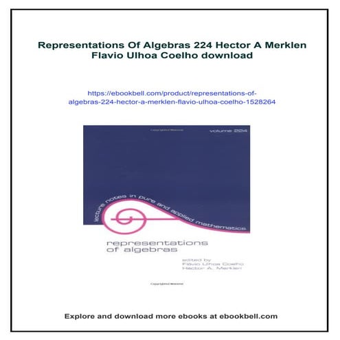 Representations Of Algebras 224 Hector A Merklen Flavio Ulhoa Coelho | PDF