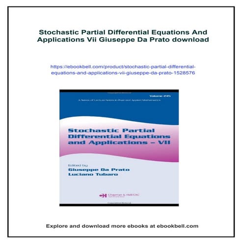 Stochastic Partial Differential Equations And Applications Vii Giuseppe Da Prato | PDF