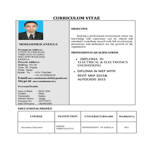 ELV ENGINEER RESUME | DOC