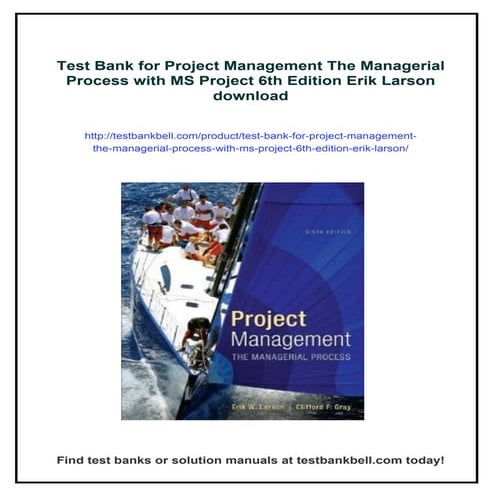 Test Bank for Project Management The Managerial Process with MS Project ...