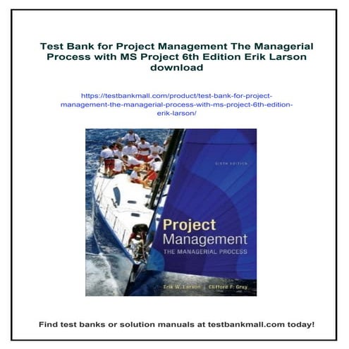 Test Bank for Project Management The Managerial Process with MS Project ...