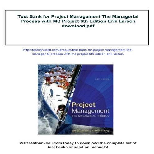 Test Bank for Project Management The Managerial Process with MS Project ...