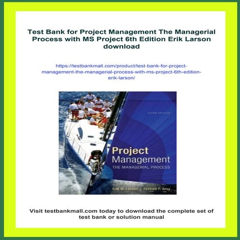 Test Bank for Project Management The Managerial Process with MS Project ...