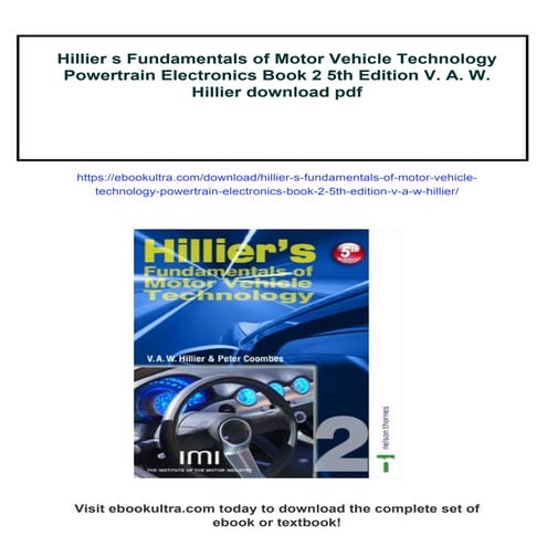 Hillier s Fundamentals of Motor Vehicle Technology Powertrain ...